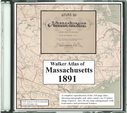Walker Atlas of Massachusetts, 1891, CDROM Old Map - OLD MAPS