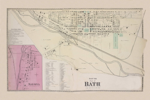Bath South Bath, New York 1873 - Old Town Map Reprint - Steuben Co ...