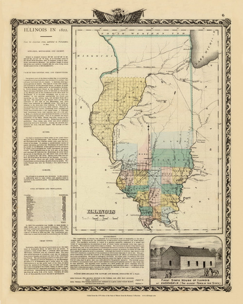 State of Illinois in 1822, 1876 Illinois - Old Map Reprint - Warner ...