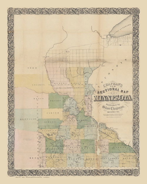 Minnesota 1856 Chapman's Sectional Map of Minnesota - Old State Map ...