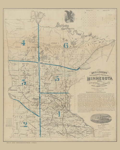 Minnesota 1870 Rice & Reed's Township Map of the State of Minnesota ...