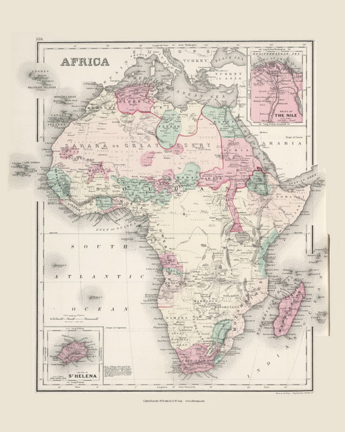 Africa - 1878 O.W. Gray - USA Atlases - Europe & The World - OLD MAPS