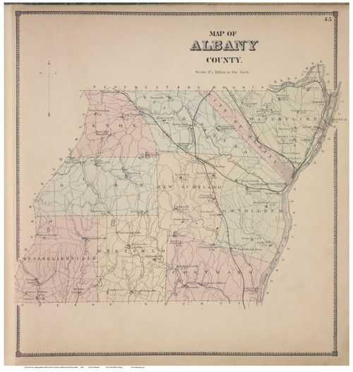 Albany County, Albany Co., New York 1866 - Old Town Map Reprint ...