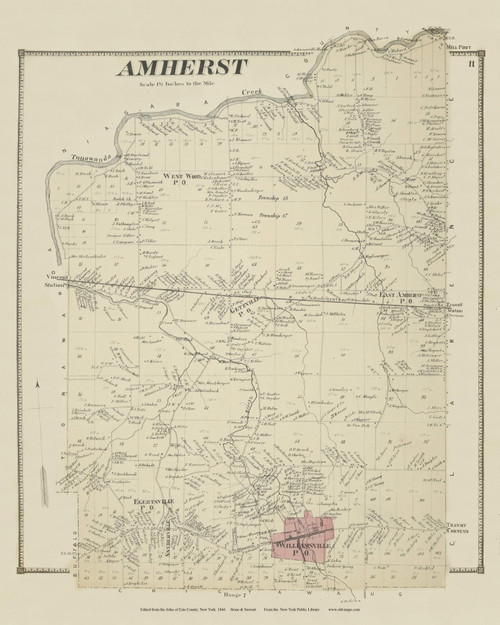 Amherst, New York 1866 - Old Town Map Reprint - Erie Co. Atlas 11 - OLD ...
