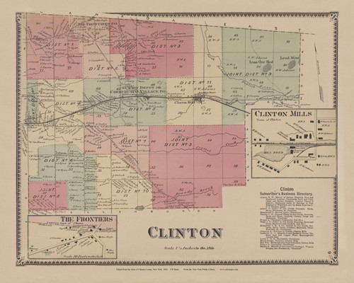 Clinton, New York 1869 - Old Town Map Reprint - Clinton Co. Atlas 9 ...