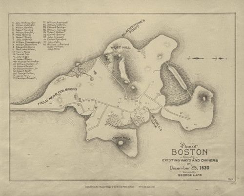 Boston 1630 - Boston Early Maps - OLD MAPS