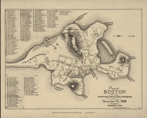 Boston 1638 - Boston Early Maps - OLD MAPS