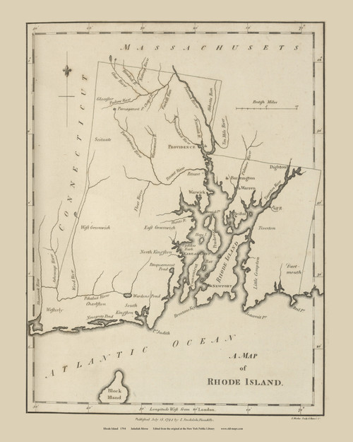Rhode Island 1794 Morse - Old State Map Reprint - OLD MAPS