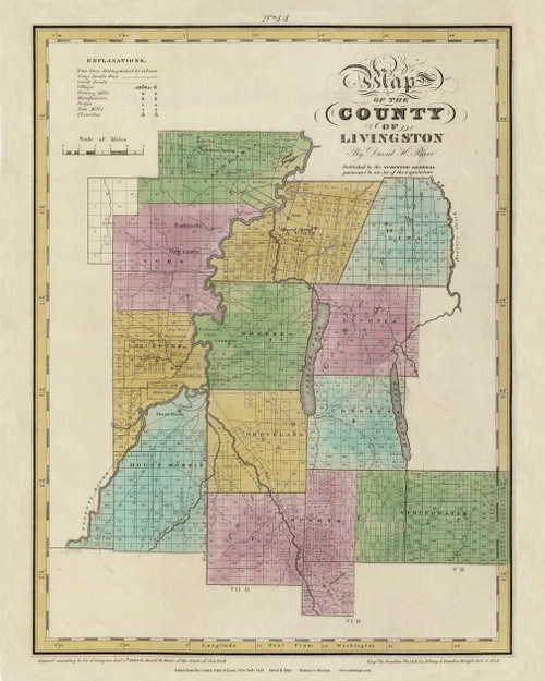Livingston County New York 1829 - Burr State Atlas - OLD MAPS