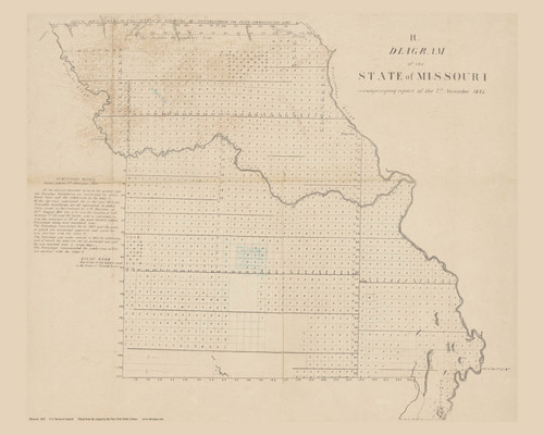 Missouri 1843 U.S. Surveyor General - Old State Map Reprint - OLD MAPS