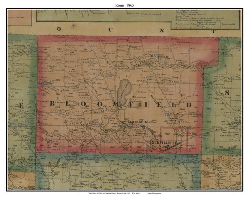 Bloomfield, Pennsylvania 1865 Old Town Map Custom Print - Crawford Co ...