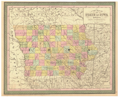 Iowa 1895 Cowperthwait - Old State Map Reprint - OLD MAPS