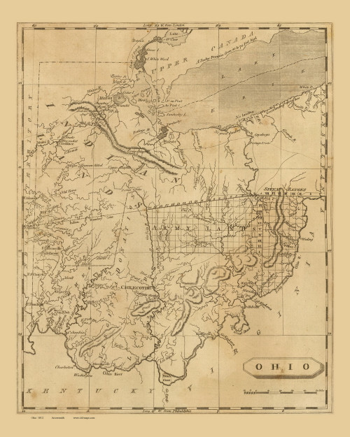 Ohio State 1812 Arrowsmith - Old State Map Reprint - OLD MAPS