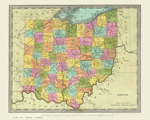 Ohio State 1835 Burr - Old State Map Reprint - OLD MAPS