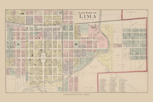 East Part of Lima Ohio 1880 Old Town Map Custom Reprint - Allen Co ...