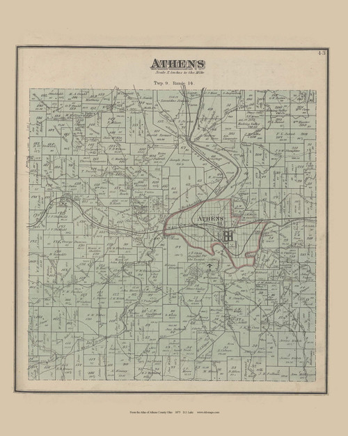Athens Ohio 1875 Old Town Map Custom Reprint - Athens Co. Atlas 29 ...