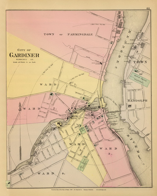 City of Gardiner 29, Maine 1894 Old Map Reprint - Stuart State Atlas ...