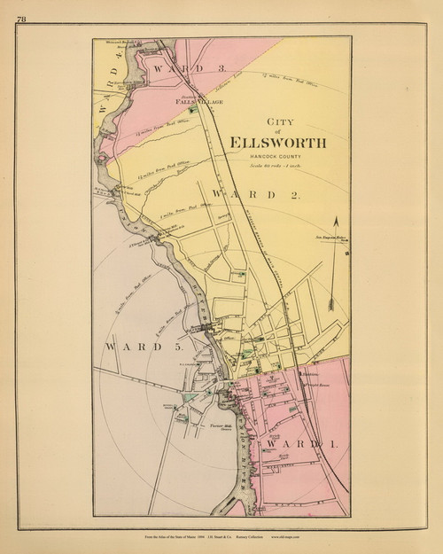 City of Ellsworth 43, Maine 1894 Old Map Reprint - Stuart State Atlas ...