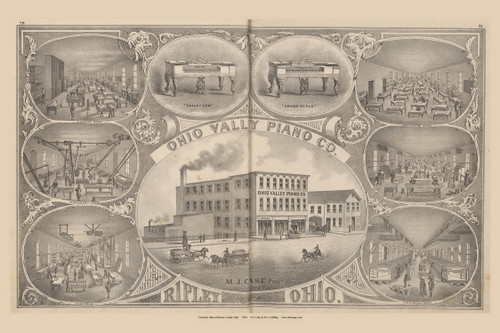 Ohio Valley Piano Co. - Ohio 1876 Old Town Map Custom Reprint - Brown ...