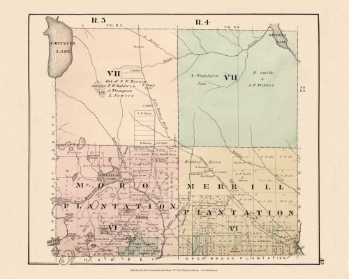 Moro Merrill Plantation, Maine 1877 Old Town Map Reprint - Aroostook Co ...