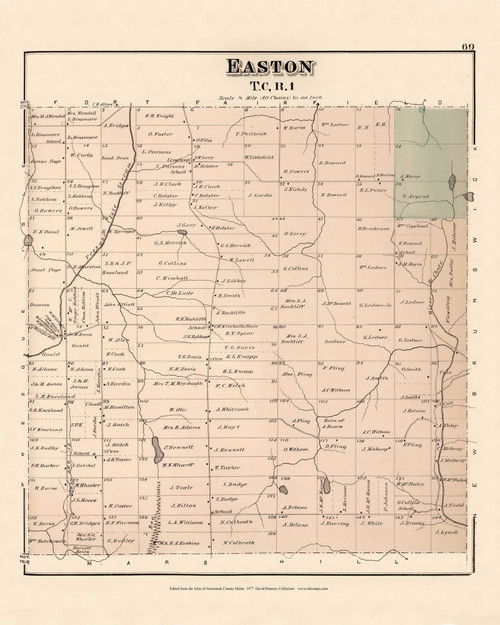 Easton, Maine 1877 Old Town Map Reprint - Aroostook Co. 69 - OLD MAPS