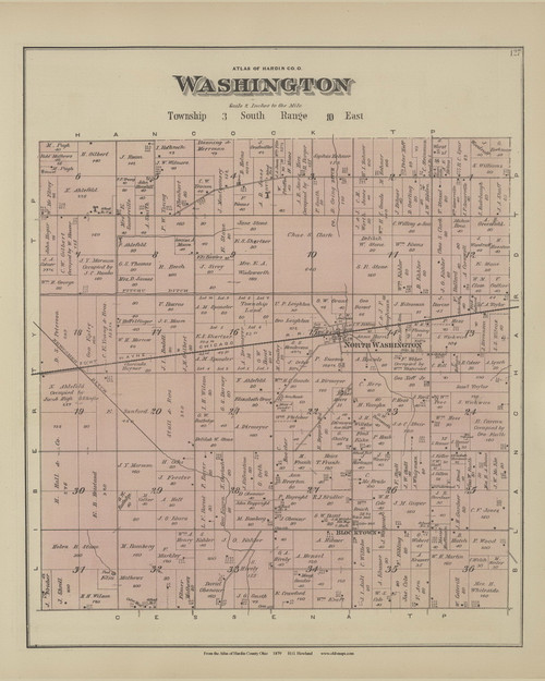 Washington Ohio 1879 Old Town Map Custom Reprint - Hardin Co. Atlas 125 ...