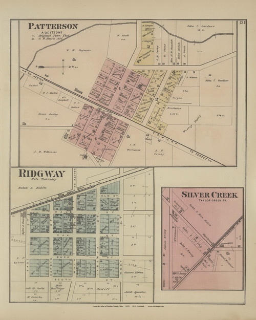 Patterson Additions - Ridgway - Silver Creek - Ohio 1879 Old Town Map ...