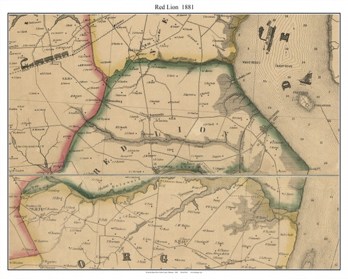 Red Lion, Delaware 1849 Old Town Map Custom Print - New Castle Co ...