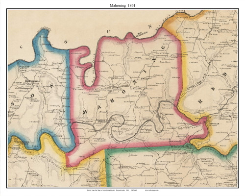 Mahoning, Pennsylvania 1861 Old Town Map Custom Print - Armstrong Co ...