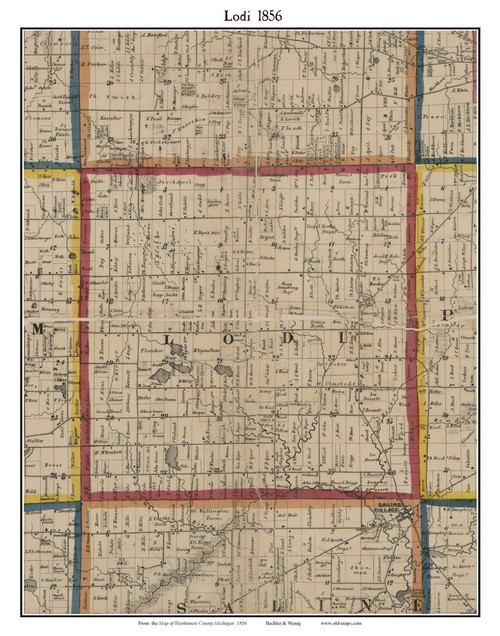 Lodi, Michigan 1856 Old Town Map Custom Print - Washtenaw Co. - OLD MAPS