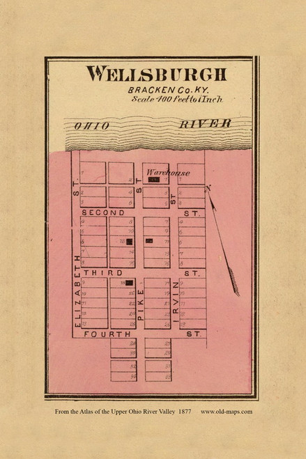 Wellsburg, Kentucky, 1877 - Upper Ohio River and Valley Atlas - Old Map ...
