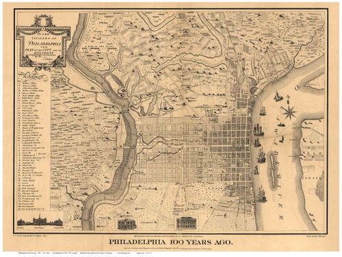 Philadelphia 1796 (1875) - Varte - Old Map Reprint PA Cities - OLD MAPS