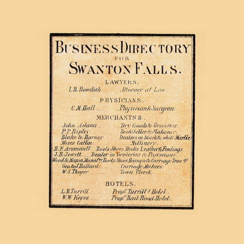 Swanton Falls Business Directory, Vermont 1857 Old Town Map Custom ...