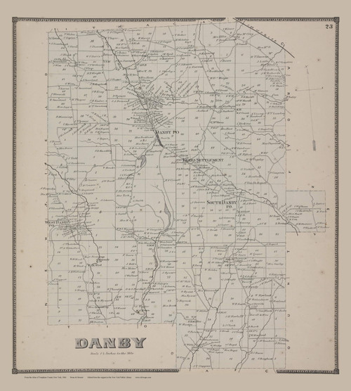 Danby 23, New York 1866 - Old Town Map Reprint - Tompkins Co. Atlas ...
