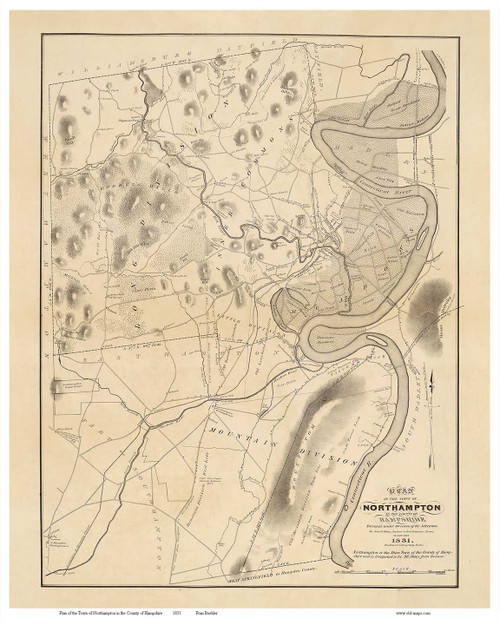 Northampton 1831 - Old Map Reprint Hampshire County - Massachusetts ...