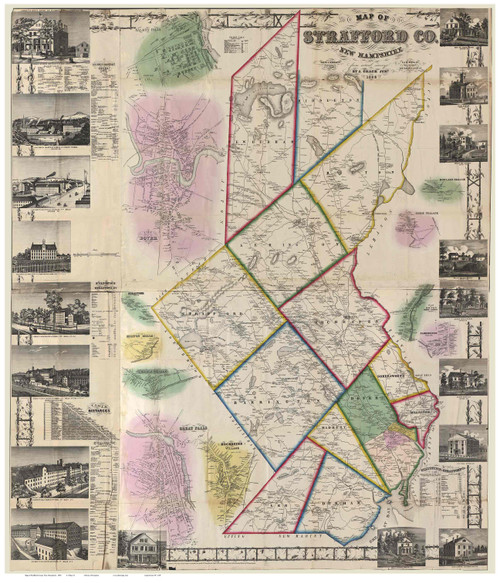 Strafford County New Hampshire 1856 - County Wall Map - Old Map Reprint ...