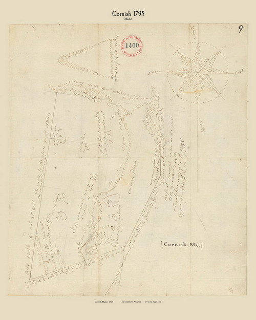 Cornish, Maine 1795 Old Town Map Reprint - Roads Place Names ...