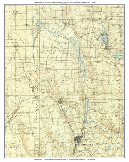 Pymatuning Reservoir 1908 - Custom USGS Old Topo Map - Pennsylvania ...