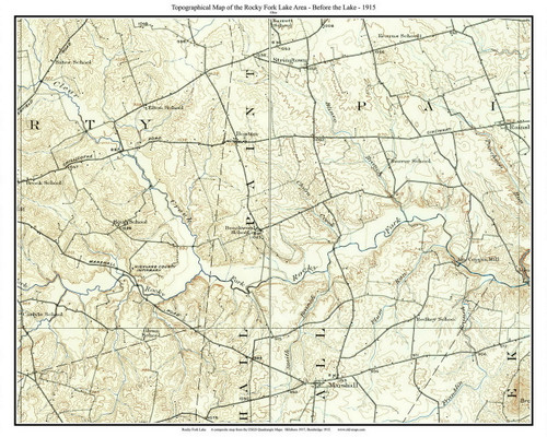 Rocky Fork Lake 1915 - Custom USGS Old Topo Map - Ohio - OLD MAPS