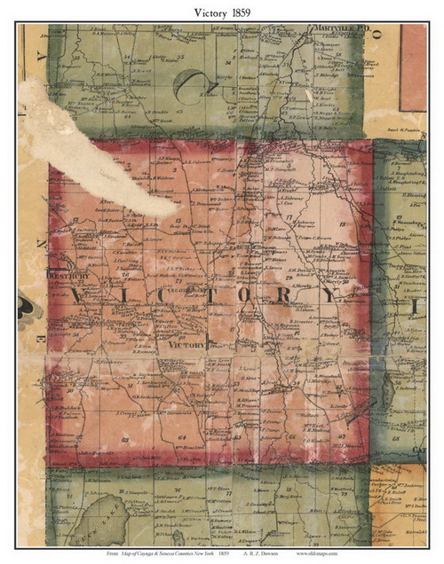 Victory, Cayuga Co. New York 1859 Old Town Map Custom Print - Cayuga ...