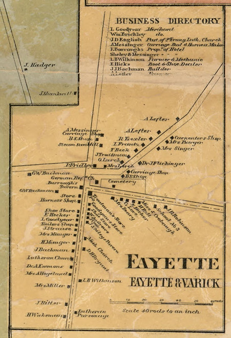 Fayette Village - Fayette, Seneca Co. New York 1859 Old Town Map Custom ...