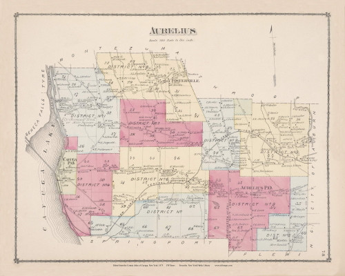 Aurelius Cayuga Fosterville Cayuga Lake, New York 1875 - Old Town Map ...