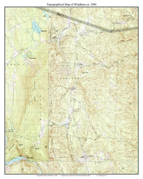 Windham 1984 - Custom USGS Old Topo Map - Vermont - OLD MAPS