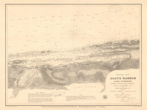 Agate Harbor 1858 Great Lakes Survey - First Series Chart Reprint 12 ...