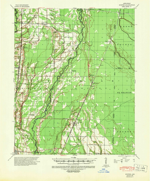 Hunter, Arkansas 1939 (1946) USGS Old Topo Map Reprint 15x15 AR Quad ...