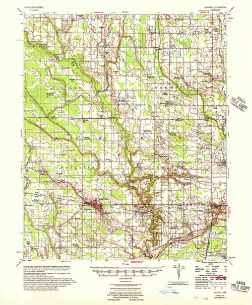 Marvell, Arkansas 1956 (1957) USGS Old Topo Map Reprint 15x15 AR Quad ...