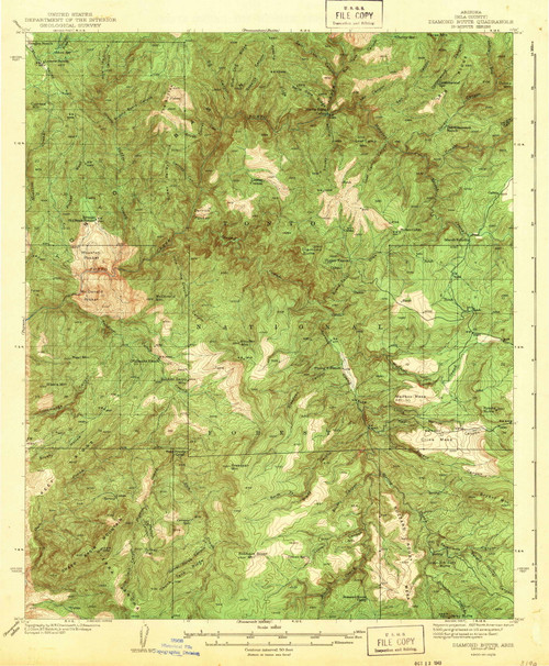 Diamond Butte, Arizona 1943 (1943) USGS Old Topo Map Reprint 15x15 AZ ...
