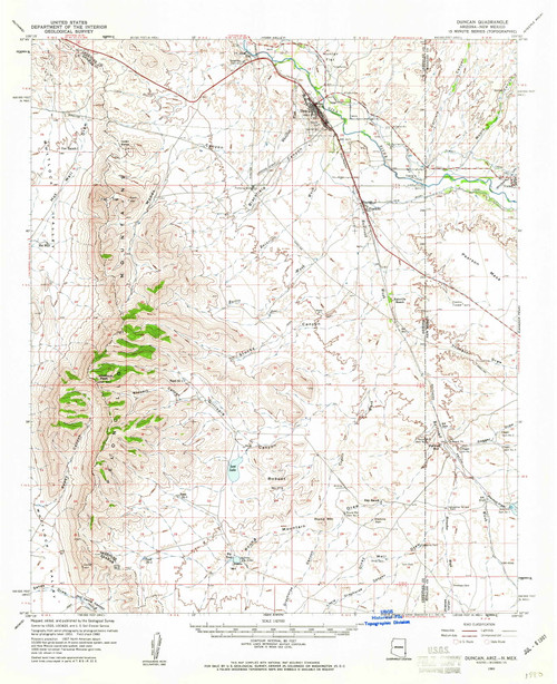 Duncan, Arizona 1960 (1961) USGS Old Topo Map Reprint 15x15 AZ Quad ...