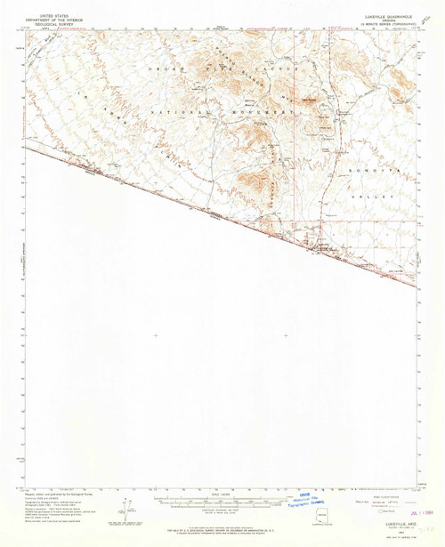 Lukeville, Arizona 1963 (1964) USGS Old Topo Map Reprint 15x15 AZ Quad ...
