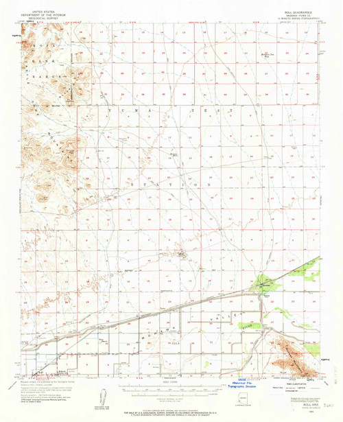 Roll, Arizona 1955 (1963) USGS Old Topo Map Reprint 15x15 AZ Quad ...